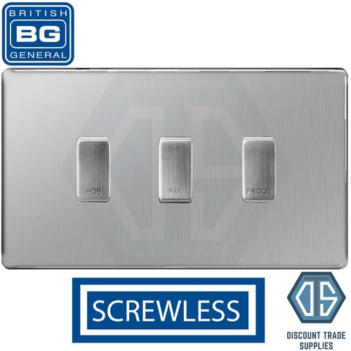 BG Brushed Steel Screwless Custom Grid Switch Panel Kitchen Appliance 3 ...