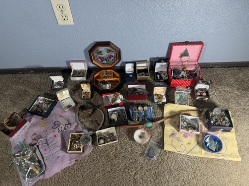 8 lb Mixed Jewelry Lot Vintage Costume Some Sterling Estate Storage ...