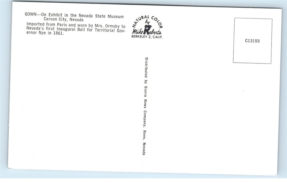 Nevada State Museum Exhibit Mrs. Ormsby Dress Gown Inaugural Ball ...