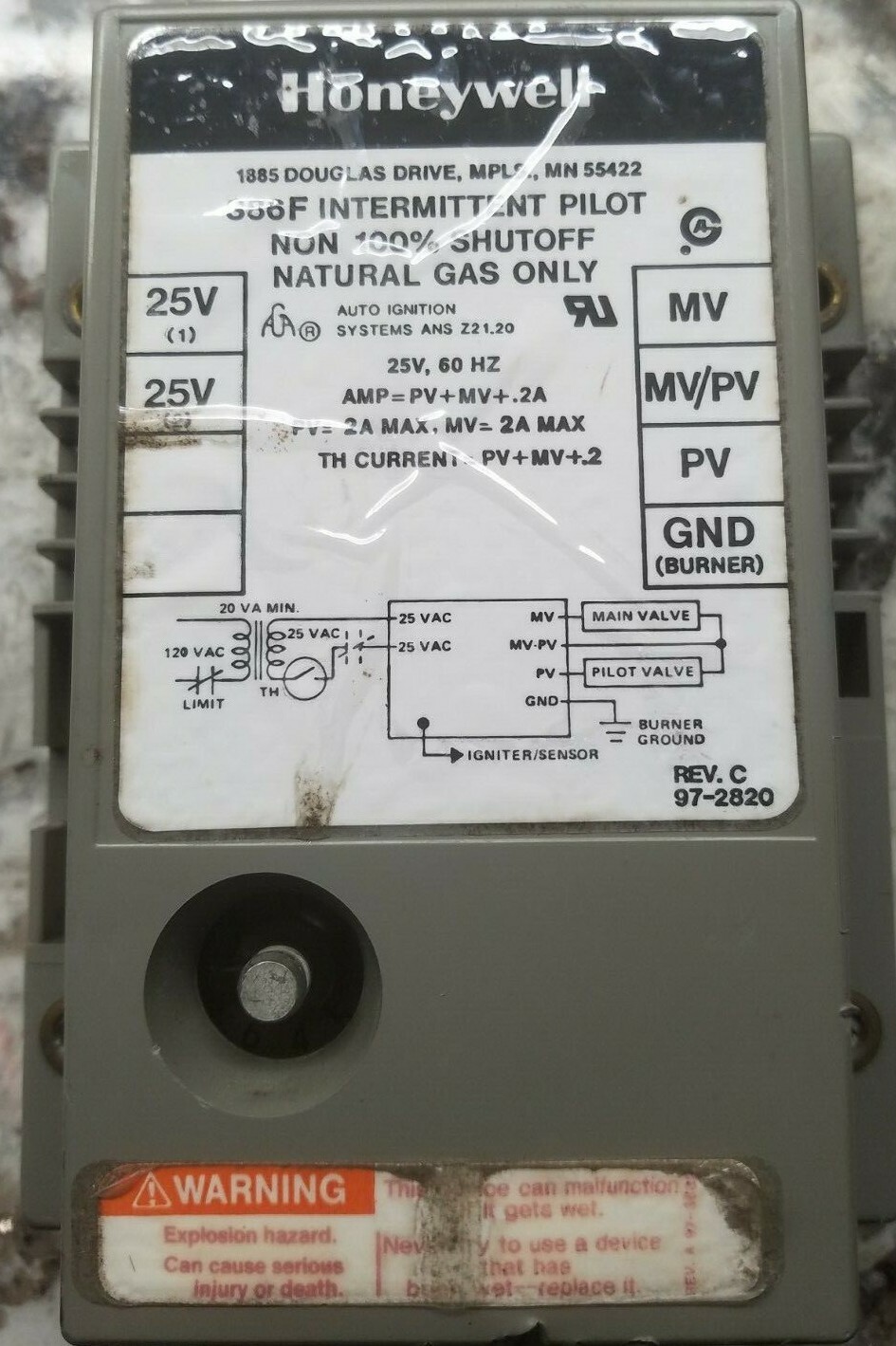 Honeywell S86F Intermittent Pilot Control Non 100 Shutoff for sale ...