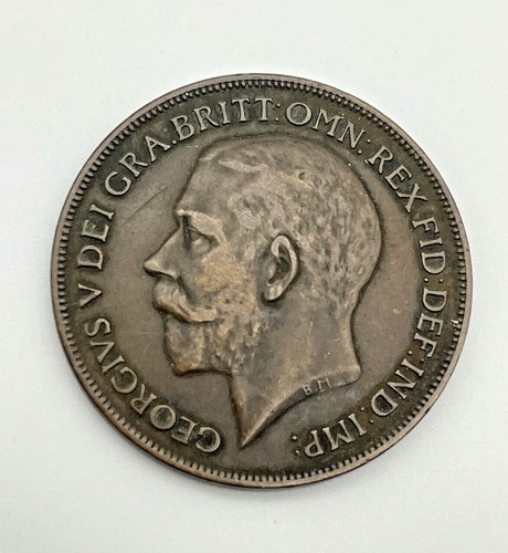 1921 ~ One Penny Georgivs V Dei Gar Britt Omn Rex Fid Ind Imp Large ...