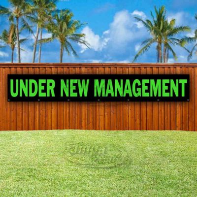 UNDER NEW MANAGEMENT Advertising Vinyl Banner Flag Sign LARGE HUGE XXL ...