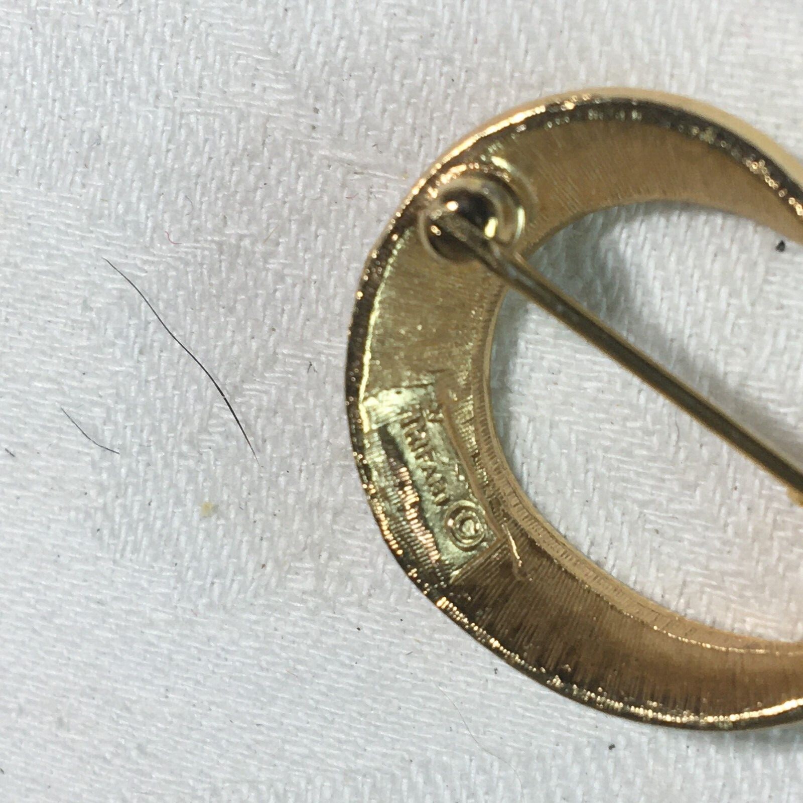 Vintage Trifari Brushed Gold Tone Letter C Brooch - Gem