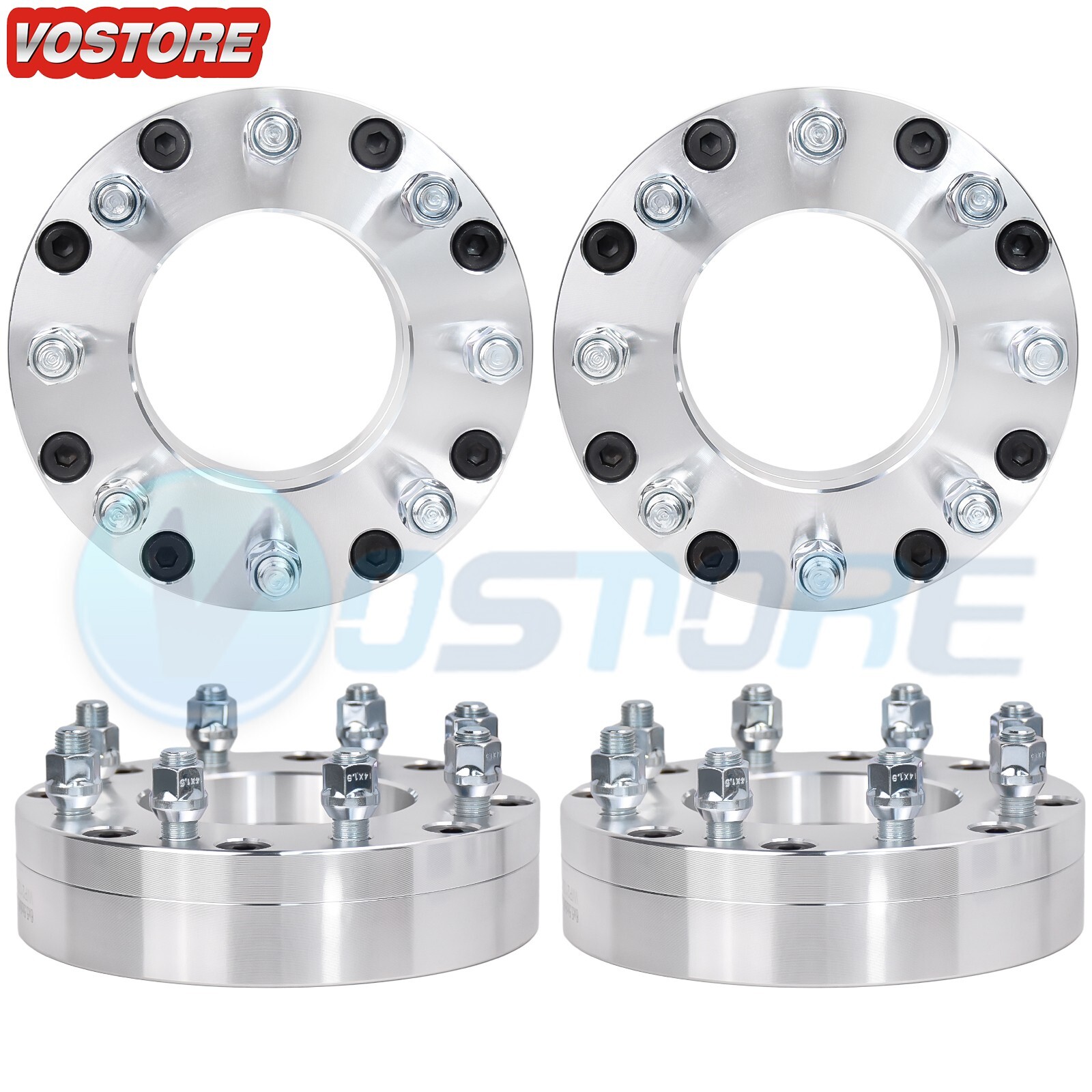 (4) 6x5.5 to 8x6.5 Wheel Adapters 2" 6x139.7 Hub to 8x165.1 Wheel fits ...