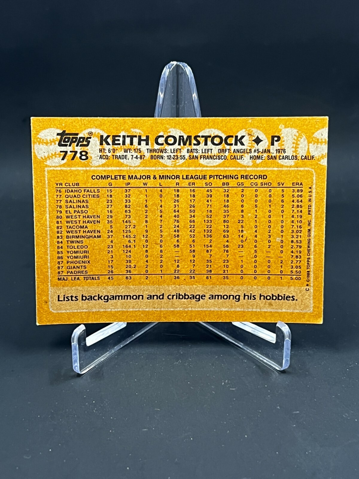 1988 Topps Baseball Keith Comstock Card #778 s | eBay