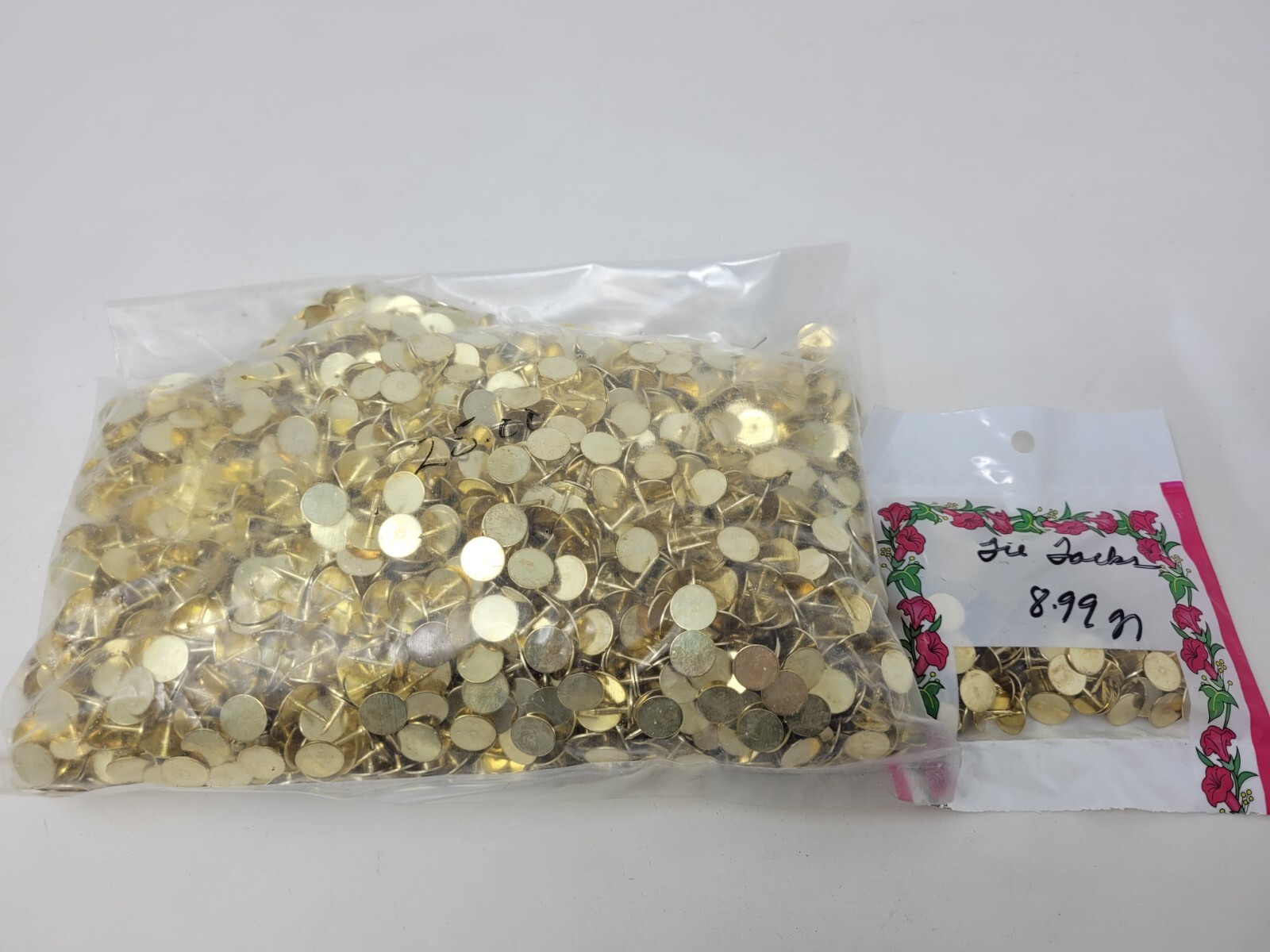 Huge Lot 3+ LBS Push Pin Thumb Tacks 3/8" Flat Head Brass Gold Crafts ...