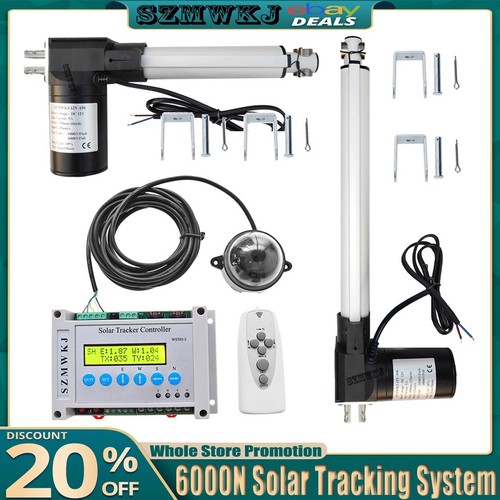 Complete Dual Axis Solar Tracker Kit -12V 6000N Linear Actuators +LCD ...