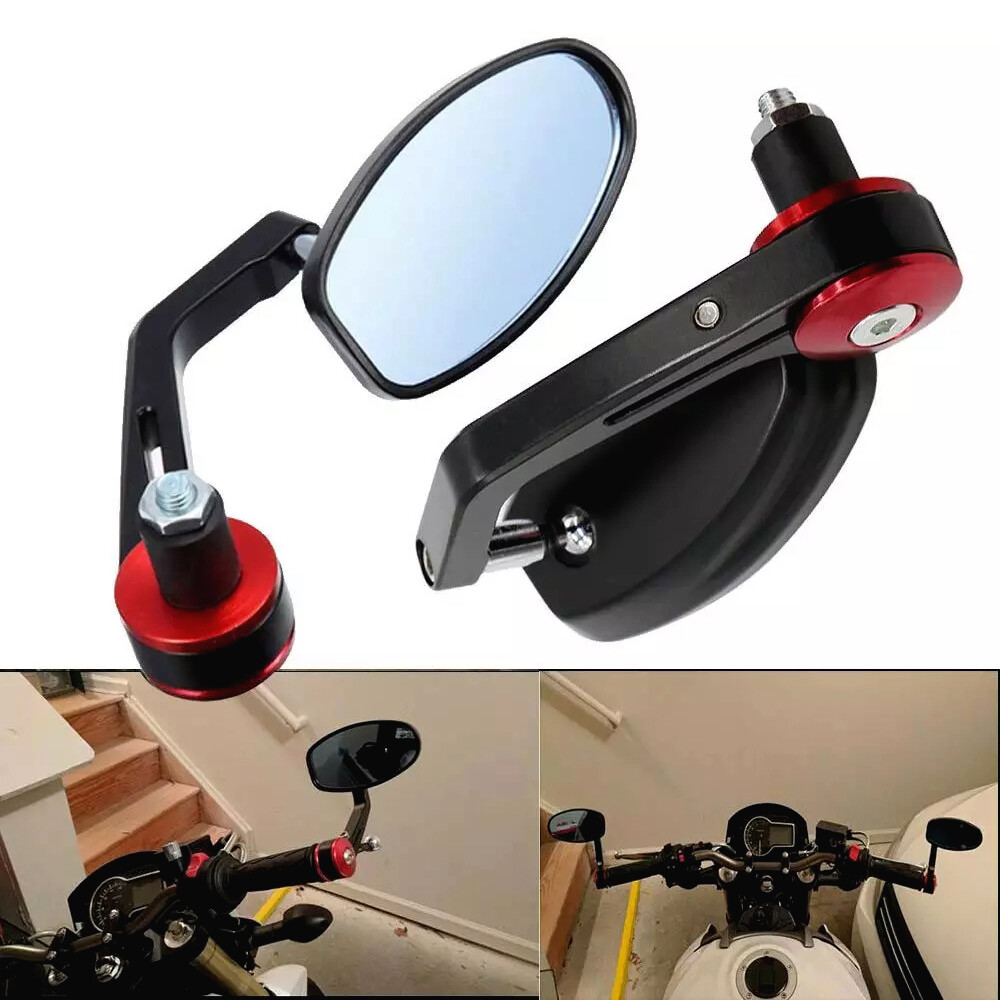 Red Motorcycle 7/8" Handle Bar End Rearview Side Mirrors For Yamaha ...