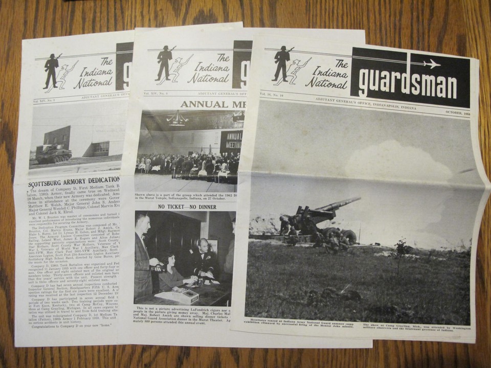 3 VIETNAM ERA MAGAZINES: THE GUARDSMAN. INDIANA NATIONAL GUARD. 1962 ...