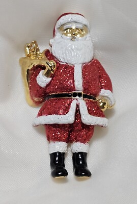 VTG AJC American Jewelry Chain Co Golden Santa Claus Holiday Brooch Pin ...