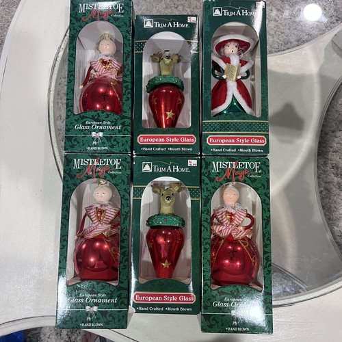 Lot of 6 Vintage Mistletoe Magic & Trim A Home European Style Glass ...