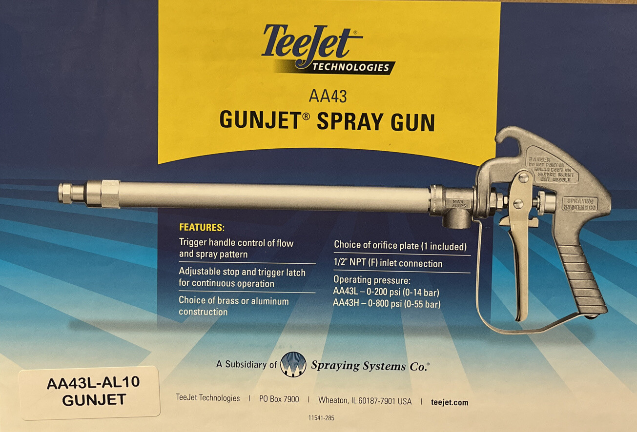 TeeJet GunJet Aluminum Spray Gun 22" Length With D10 Orifice Disc ...