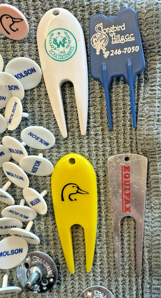 Vintage Golf Collectibles Lot 100 Balls Tees Markers Divot Tools ...