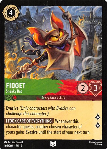 Fidget Sneaky Bat 106/204 Archazia's Island Disney Lorcana 005544 | eBay