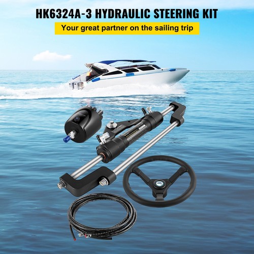 HK6400A-3 HO5124 Hydraulic Outboard Boat Steering Kit 24' Hoses 300HP ...