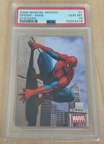 2008 Marvel Heroes Stickers #1 (Preziosi) 💎 SPIDER-MAN 💎 PSA 10 💎 POP 7 ...