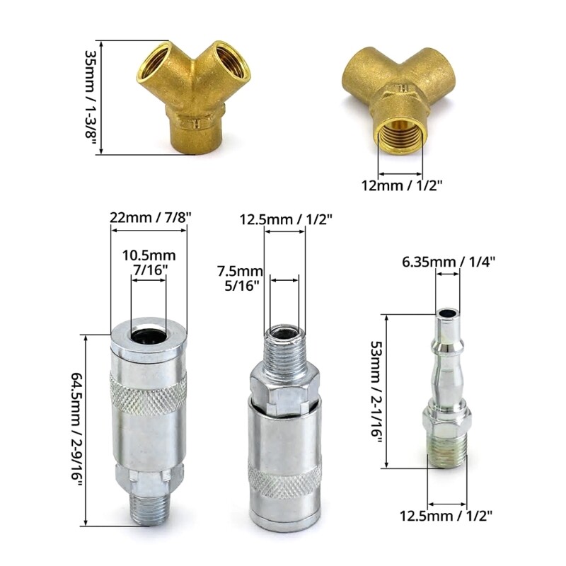 Male/Female Thread Quick Release Coupler Three-Way Joint Air Compressor ...