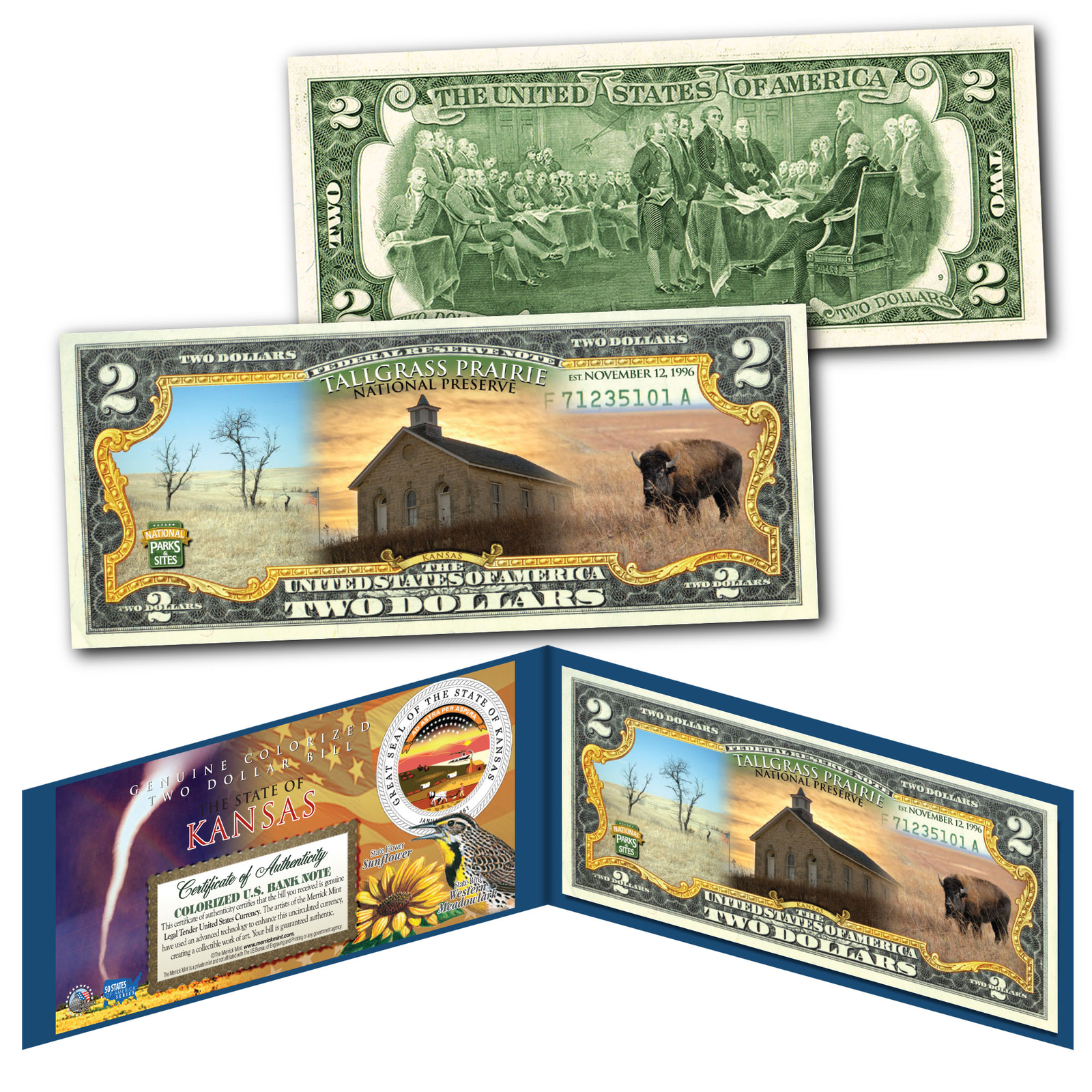 TALLGRASS PRAIRIE America the Beautiful PARKS Kansas Official $2 U.S ...