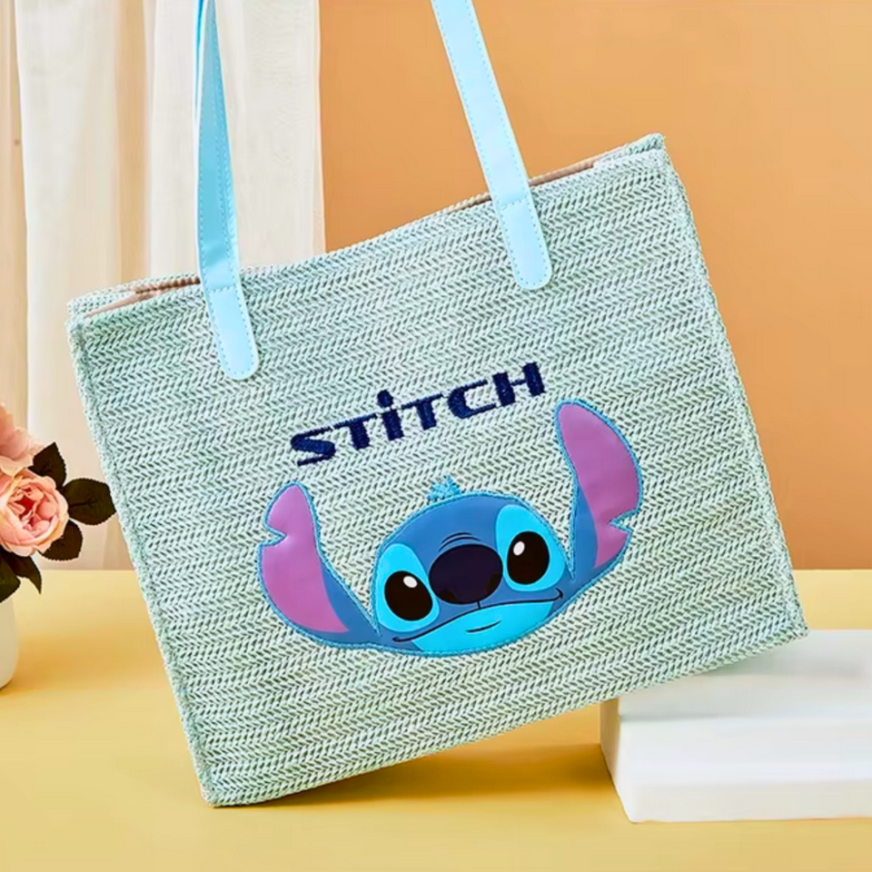 Disney Stitch Woven Straw Tote Bag Lilo & Stitch Braided Raffia ...