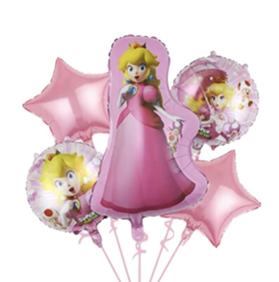 (5 Pack) Super Mario Princess Peach Balloon Pink Birthday Party ...