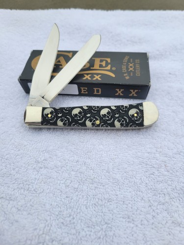 Case xx USA Trapper Knife Model #6254 Bone Skull Etch Case xx Bullet ...