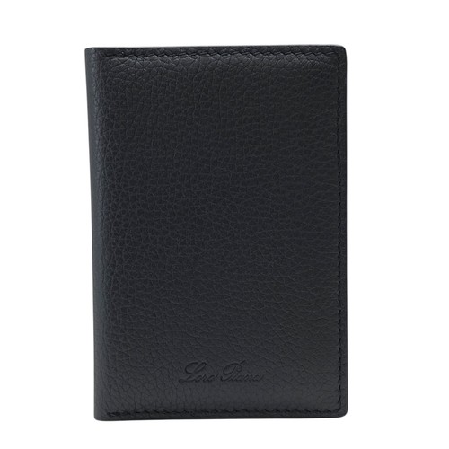 Loro Piana Extra Bi-Fold Card Holder Navy Blue Leather Business Card ...