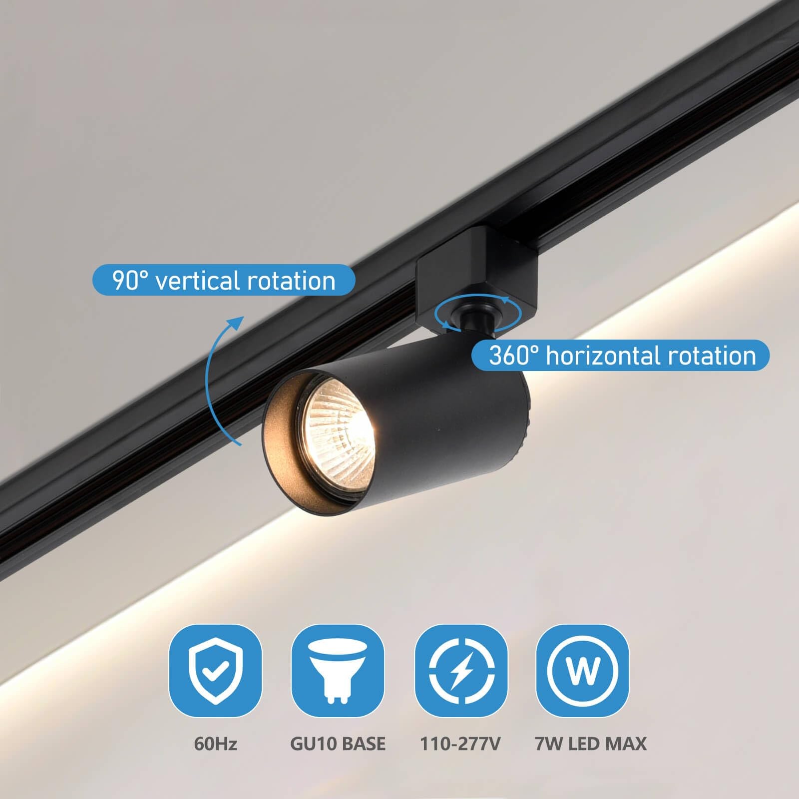 Plug in Track Lighting with Power Cord, 4-Light GU10 Track Lighting Kit ...