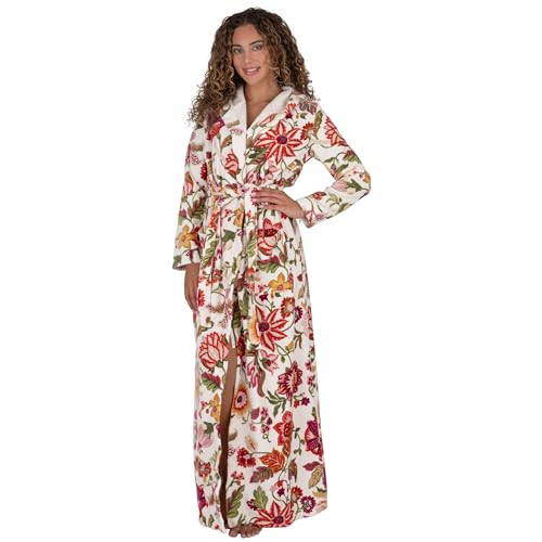 Bathrobe for Women - Full Length Terry Cotton Robe with X-Small Floral ...