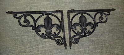 2 scroll Black Cast Iron WALL BRACKETS CORNER PLANT HANGERS shelf ...