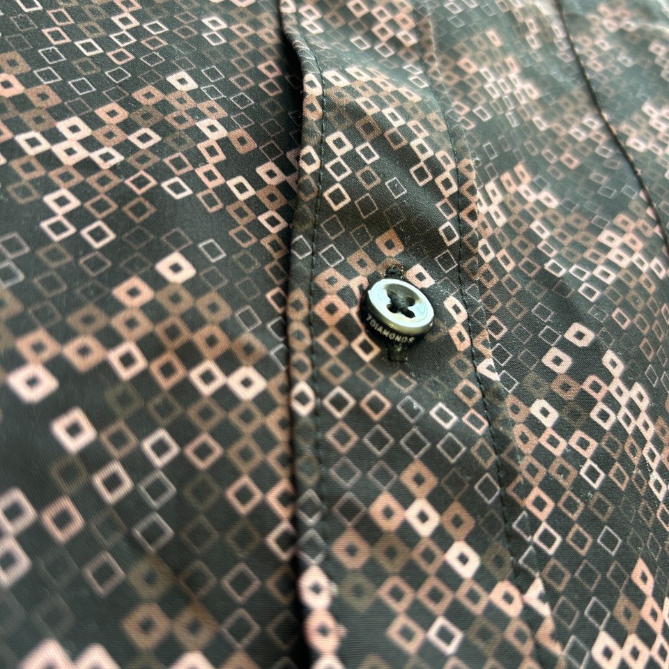 7 Diamonds Shirt Mens Large Black Pink Geometric 4 Way Stretch Button ...