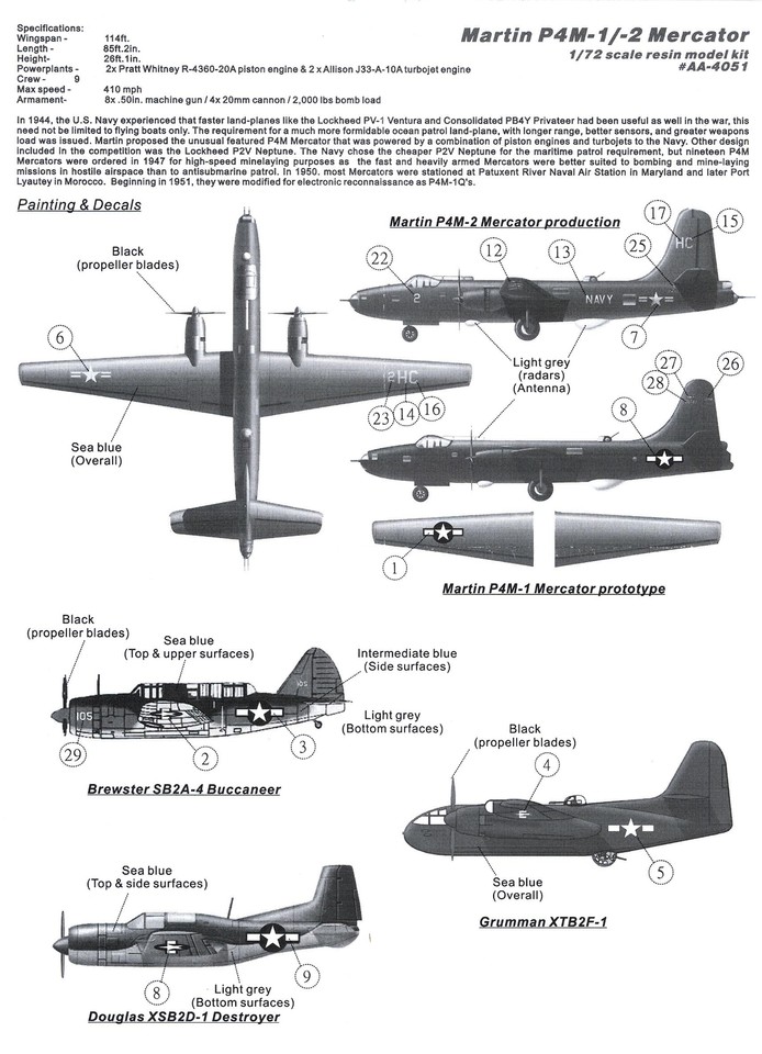 Anigrand Models 1/144 MARTIN P4M MERCATOR U.S. Navy ASW Aircraft | eBay