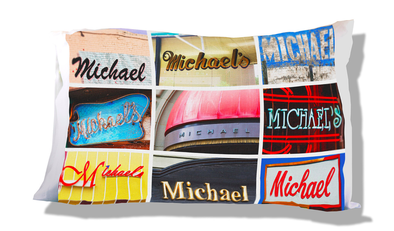 MICHAEL Personalized Pillowcase featuring the name in photos of signs ...