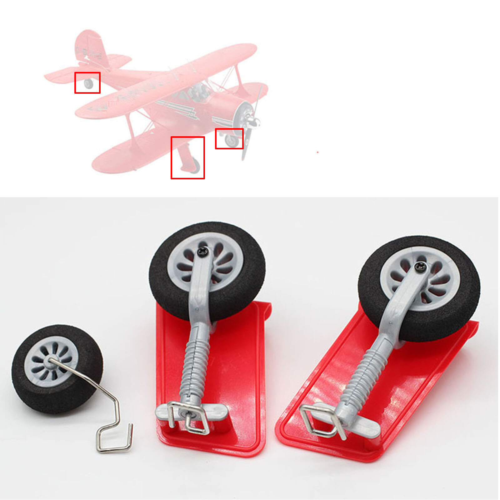 3pcs/Set Red Landing Gear Caster Wheels For WLtoys XK A300.0016.002 RC ...