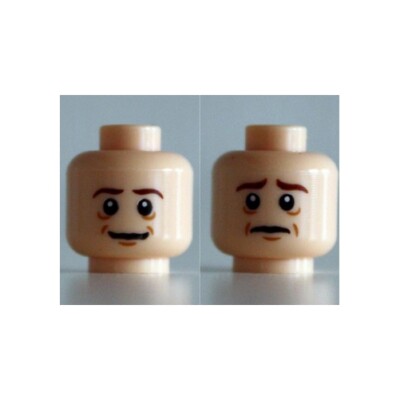 LEGO - Minifig, Head Dual Sided w/ Brown Eyebrows, Smile / Sad Pattern ...