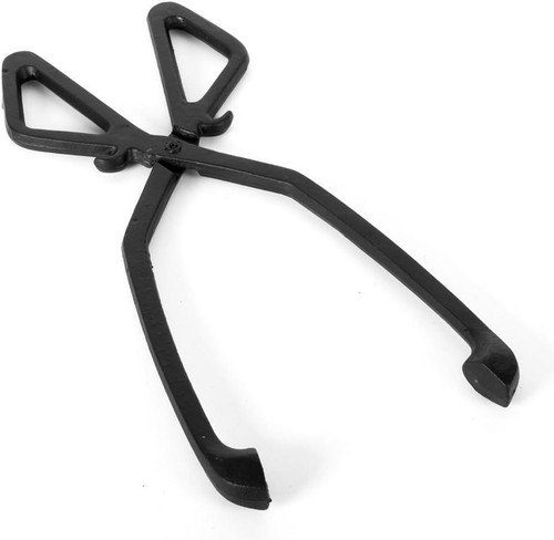 Long Coal Grabber Fire Tongs Black Fireside Accessories Scissors Tool ...