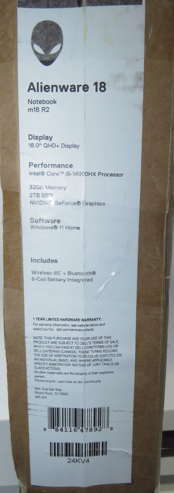 Alienware M18 R2 Laptop - 18"QHD+ i9-14900HX 32GB 2TB SSD Geforce 4090 ...