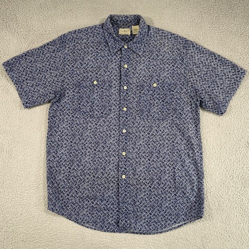 LL Bean Mens Medium Button Up Shirt Casual Short Sleeve Pocket PL96 | eBay