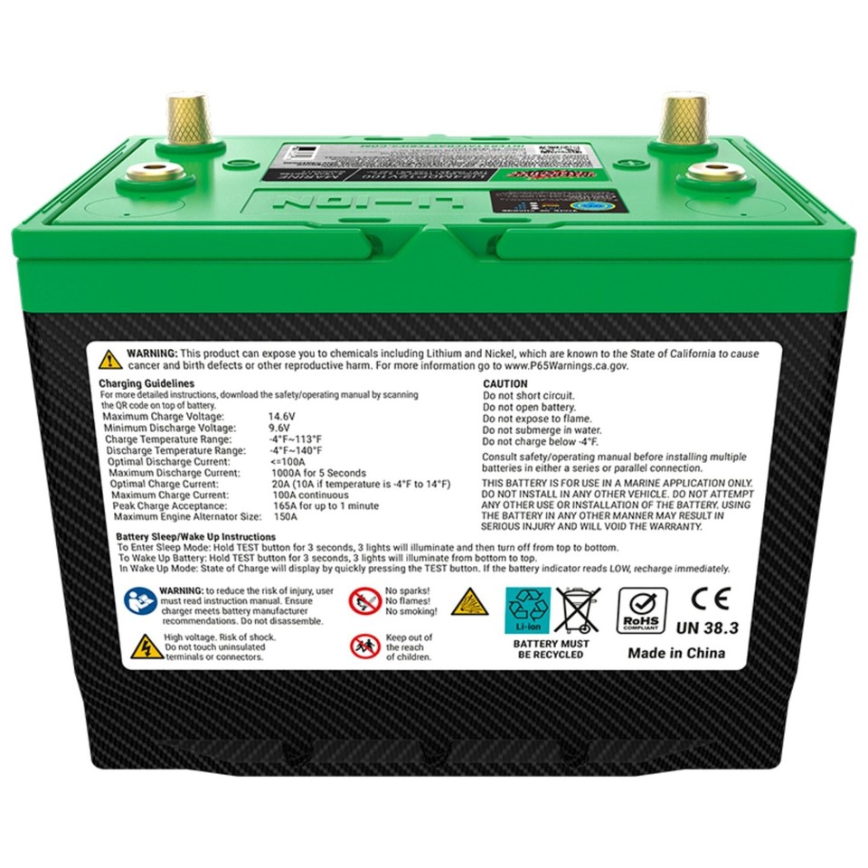 Interstate Batteries 12V 100Ah Group 24M Lithium Marine Dual Purpose DC ...