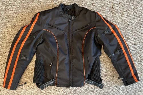 Xelement Black & Orange Striped Motorcycle Jacket with Armor Women’s ...