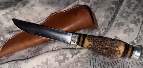 Vintage Hubertus Solingen Knife Germany Stag Handle Rostfrei W/Sheath ...