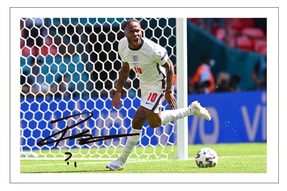 RAHEEM STERLING Signed Autograph PHOTO Fan Gift Signature Print ENGLAND ...