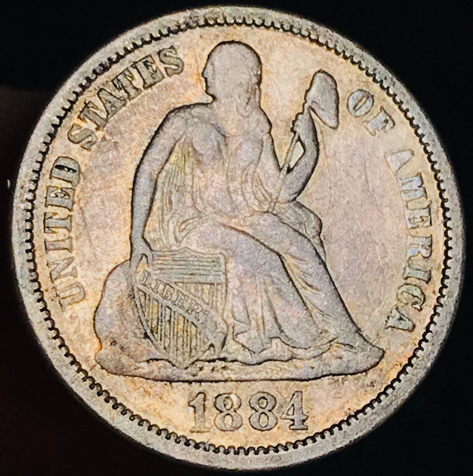 1884 Seated Liberty Dime 10c Ungraded Choice 90% Silver US Coin CC26492 ...