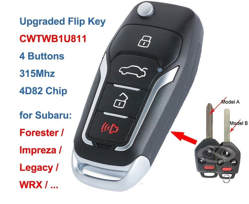 Flip Remote Car Key Fob 315MHz 4D82 Chip 4 Buttons for Subaru Forester ...