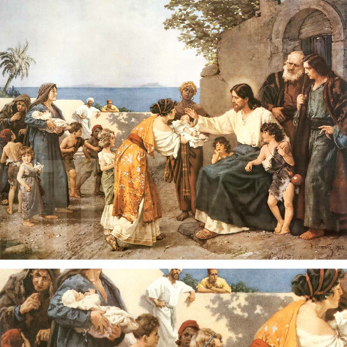 40W"x30H" CHRIST BLESSING THE CHILDREN by HERMANN CLEMENTZ - LORD JESUS ...