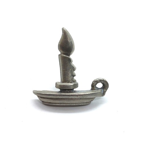 Antique Silver Tone Candle Lapel Pin Miniature Candlestick Holder Charm ...