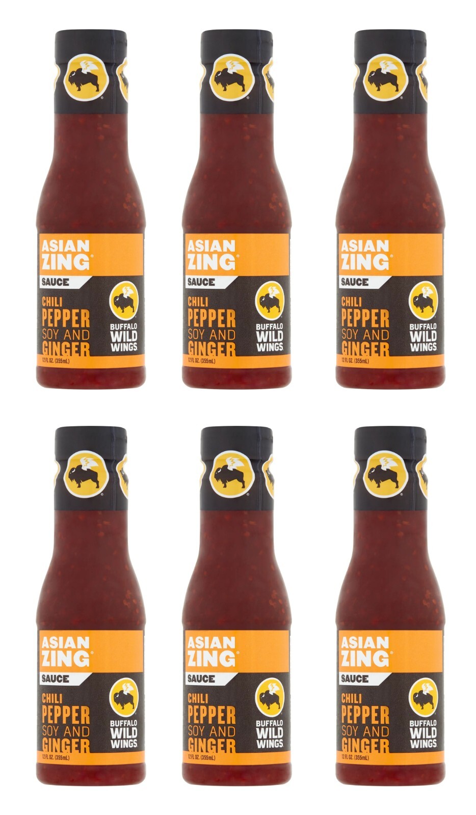 6 Pack Buffalo Wild Wings Asian Zing Sauce Chili Pepper Soy & Ginger 12 ...
