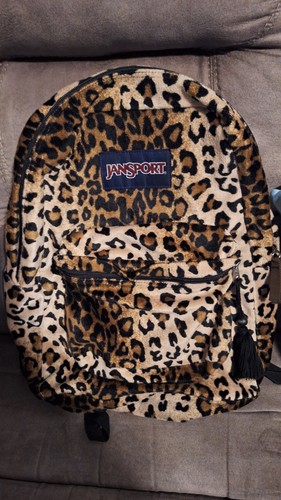 Vintage Y2K JanSport High Stakes Leopard Animal Print Fuzzy Fabric ...