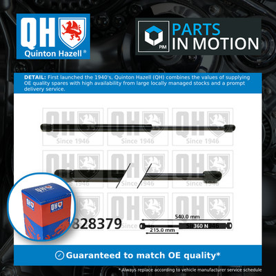 Boot Gas Strut (for glass only) QTS828379 Quinton Hazell Spring Lift ...