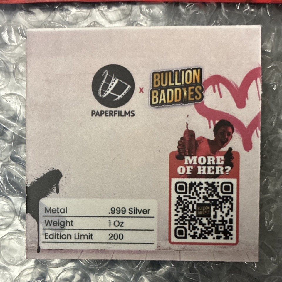 Bullion Baddies Pop Kill Cherri Bombz 1 oz .999 Silver Bar Ltd Ed w ...
