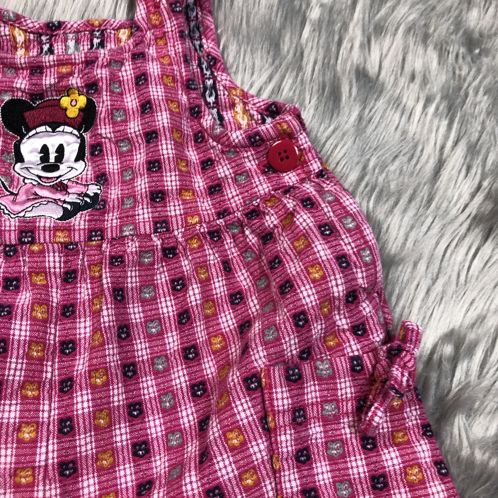 Vintage Baby Disney Pink Plaid Minnie Mouse Overalls … - Gem